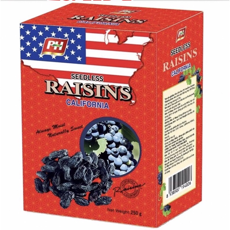Nho Khô Đen Không Hạt Lion Raisins Hộp 250G (Giao Mẫu Hộp Ngẫu Nhiên ...