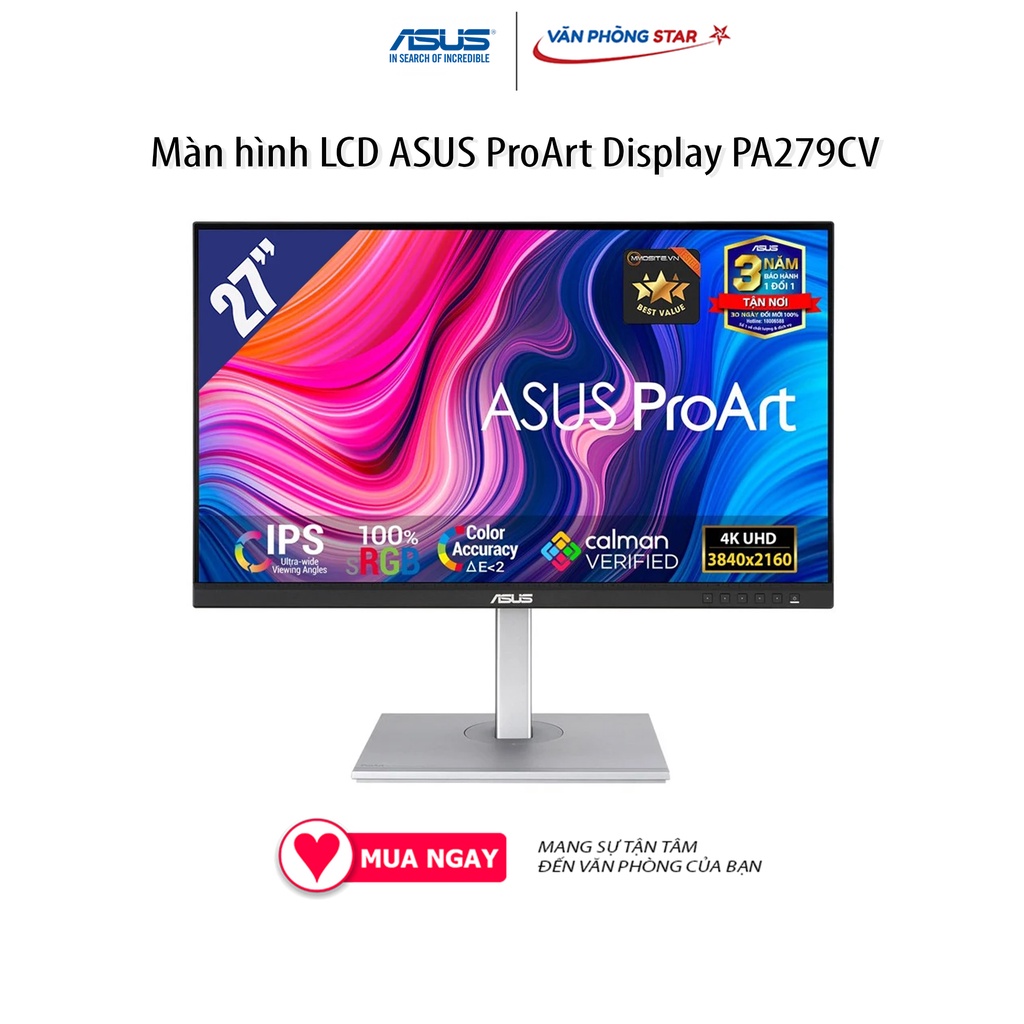Màn hình LCD ASUS ProArt Display PA279CV (3840 x 2160/IPS/60Hz/5 ms ...