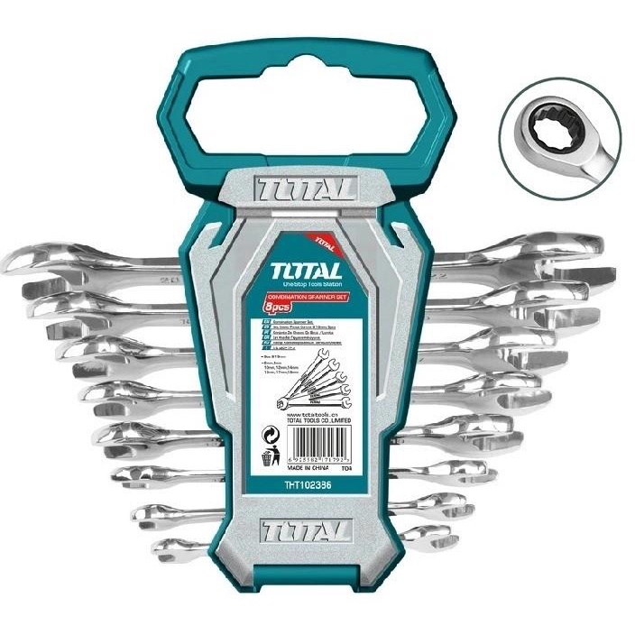 Bộ cờ lê vòng miệng tự động có 8 chi tiết cỡ từ 8-19mm TOTAL THT102RK086, Bh 12 tháng Kouritsu ...