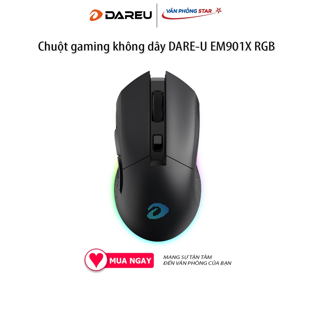 Chuột gaming không dây DARE-U EM901X RGB. Đèn LED RGB, kết nối 2.4 GHz ...