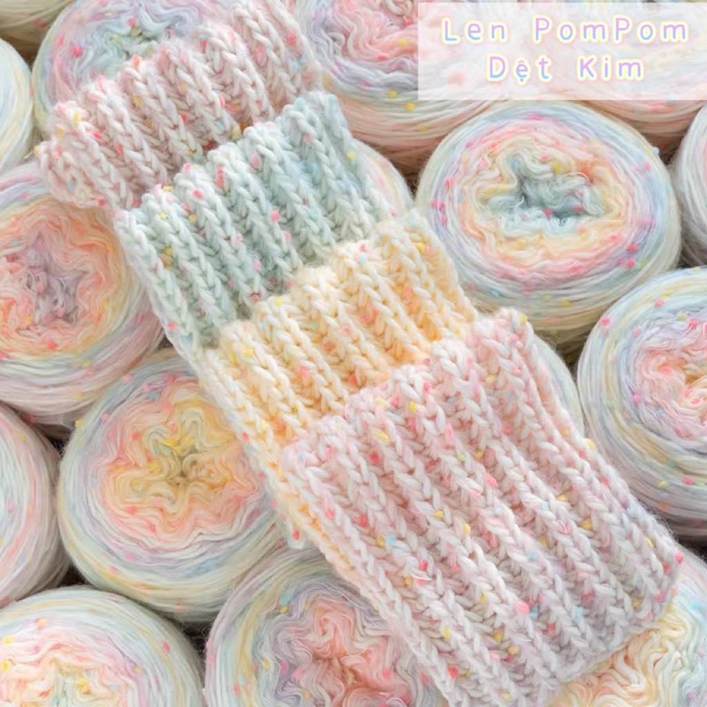 Len PomPom / Len Pom Pom Dệt Kim Cầu Vồng - Cuộn 150gr | Shopee Việt Nam