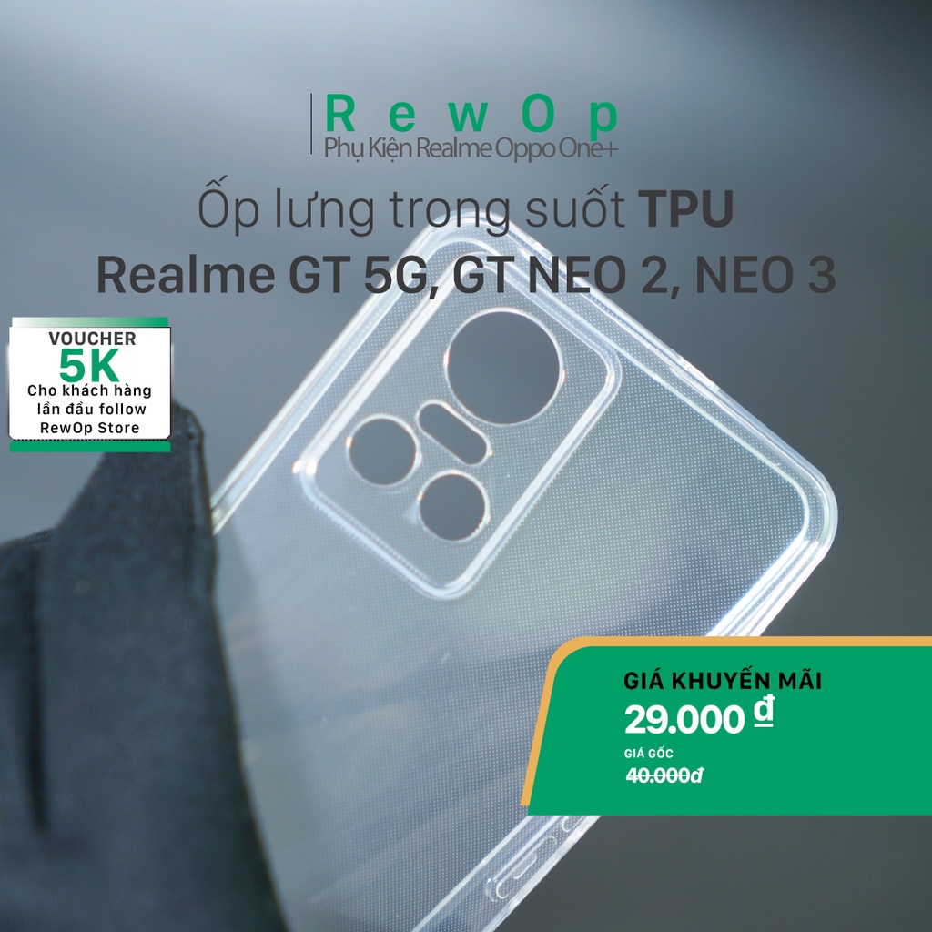 Ốp lưng Trong suốt chống ố vàng cạnh vuông Realme GT2, GT Neo2, Q5 Pro ...