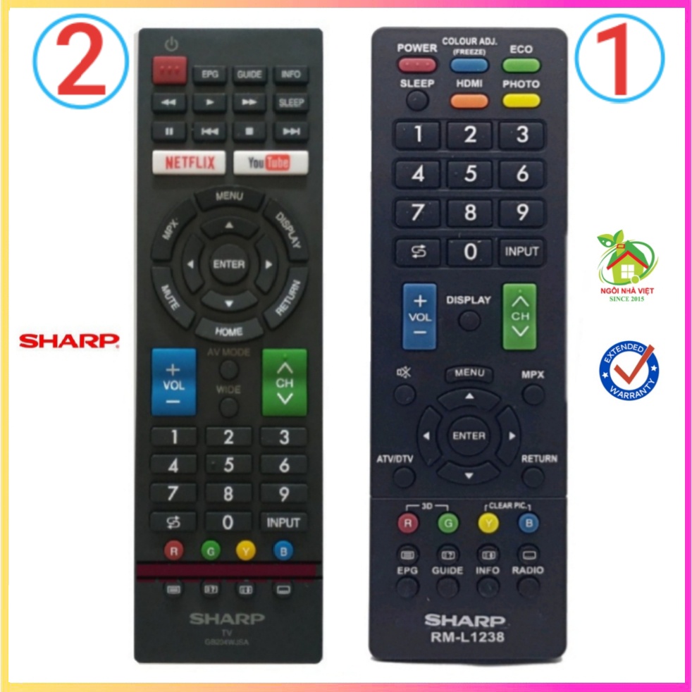 Điều khiển (Remote) TiVi Sharp Smart (Có Youtube, Không giọng nói ...