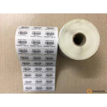 Giấy in tem mã vạch , tem nhiệt 2 tem / hàng , 3 tem / hàng , khổ 35x22 ...