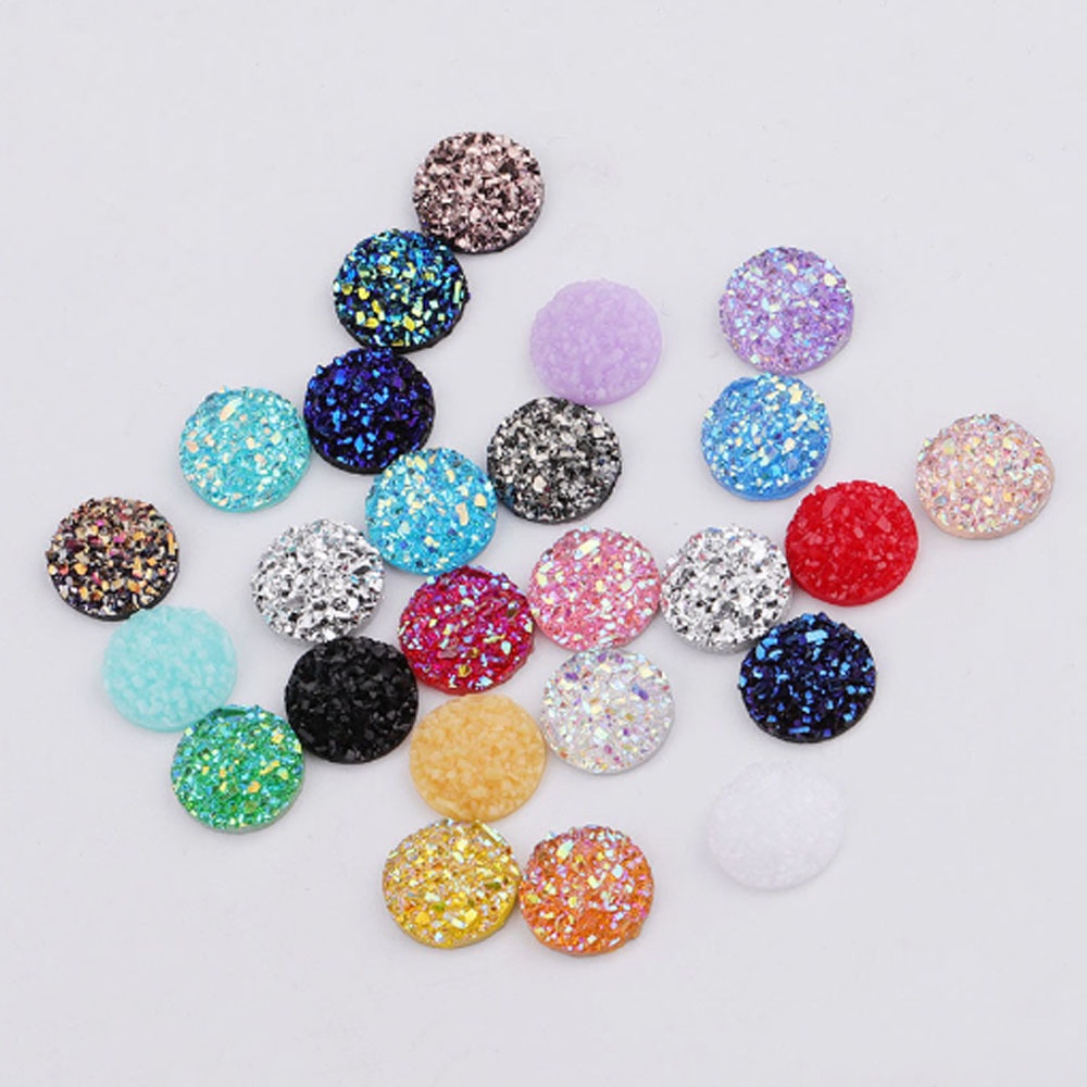 Bộ 100 nút áo hình tròn bằng resin đính đá lấp lánh 10mm dùng trang trí đám cưới DIY W649 ...
