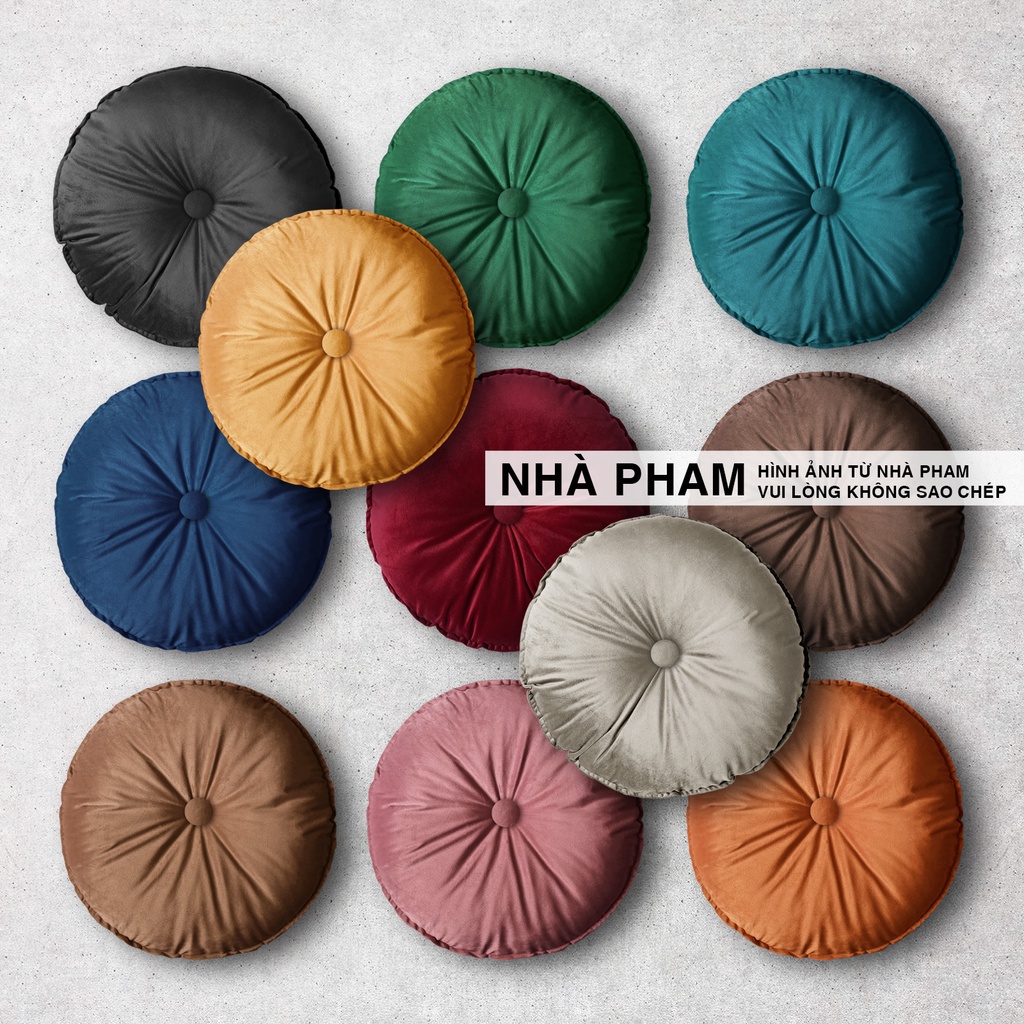 GỐI ÔM SOFA HÌNH TRÒN , VẢI NHUNG , VẢI BÔNG , NHIỀU MÀU | Shopee Việt Nam