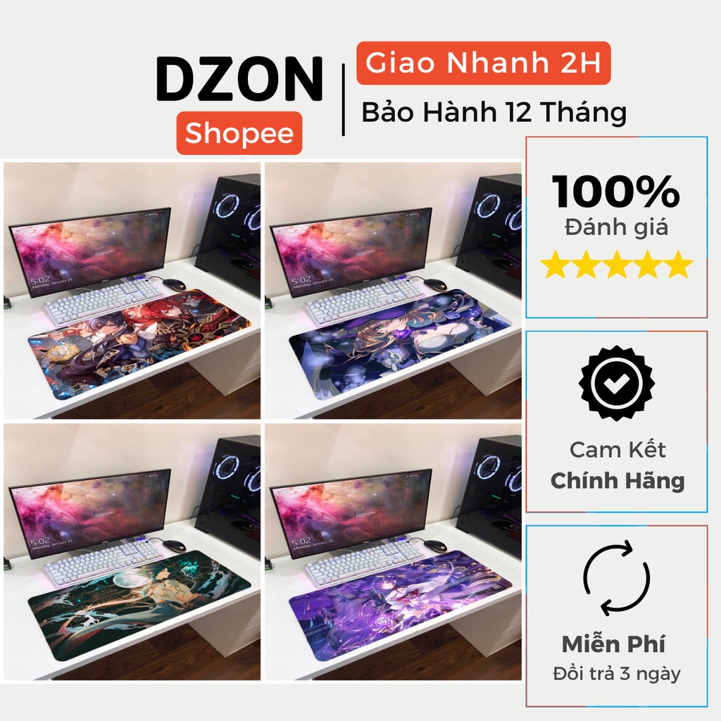 Lót chuột Genshin Impact cỡ lớnn 80x30cm, 90x40cm dày dặn, siêu đẹp ...