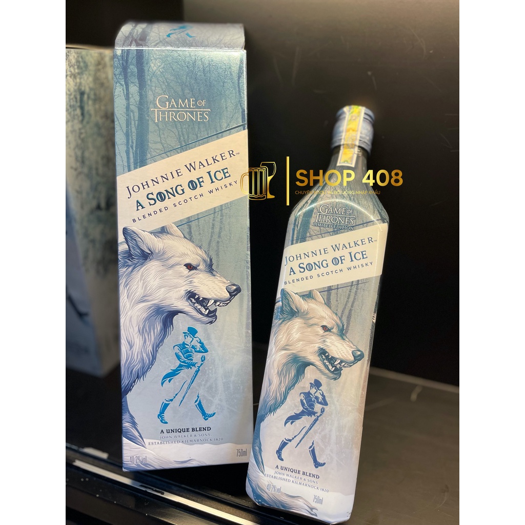 RƯỢU JOHNNIE WALKER GAME OF THRONES A SONG OF ICE (hình tượng sói tuyết - thú cưng của Jon Snow ...