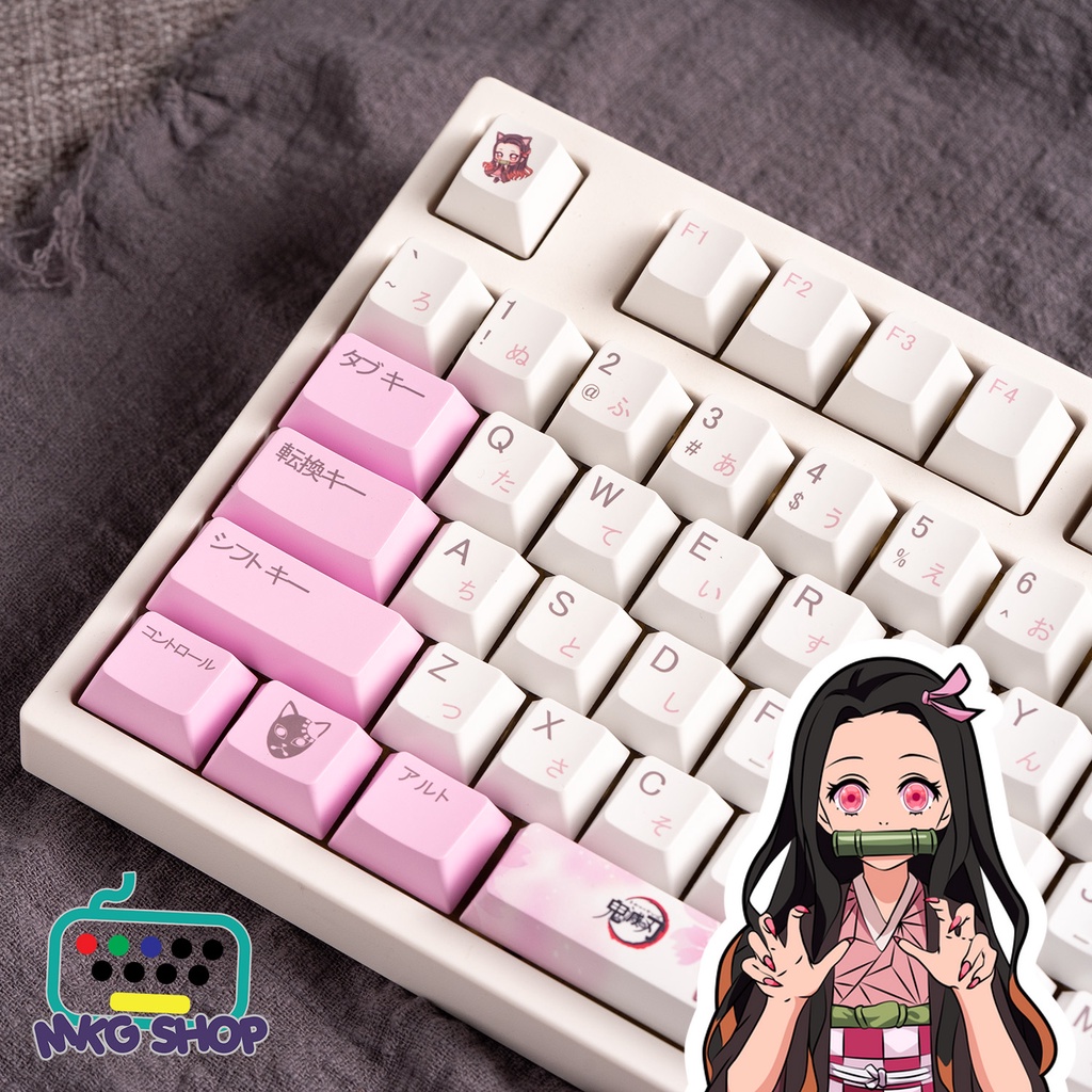 Keycap Nezuko | Demon Slayer, nhựa PBT in nhiệt, 141 nút bàn phím cơ ...