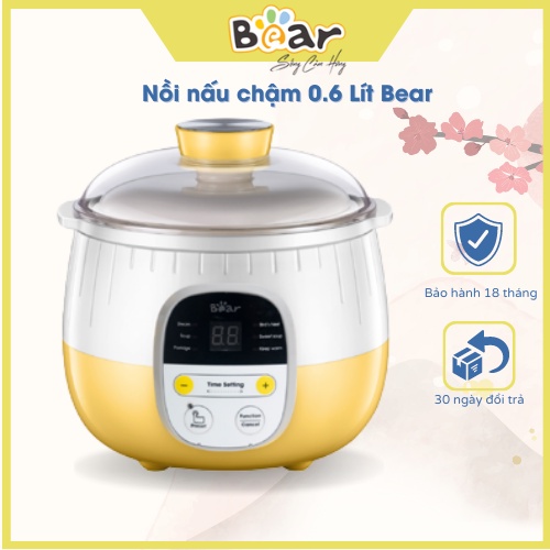 Nồi Nấu Cháo Chậm Bear 0.8L, Nấu Cháo ăn dặm Nồi Chưng Yến Bản Quốc Tế ...