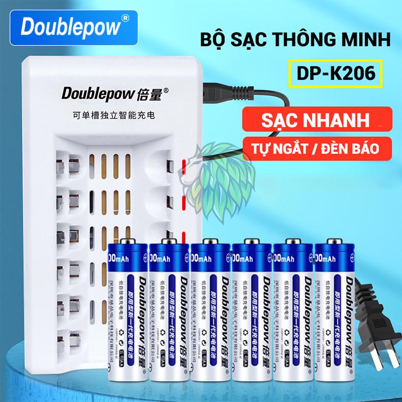 Sạc pin AA AAA Doublepow DP-K206 với 6 khe cắm pin 2A 3A báo đèn khi ...