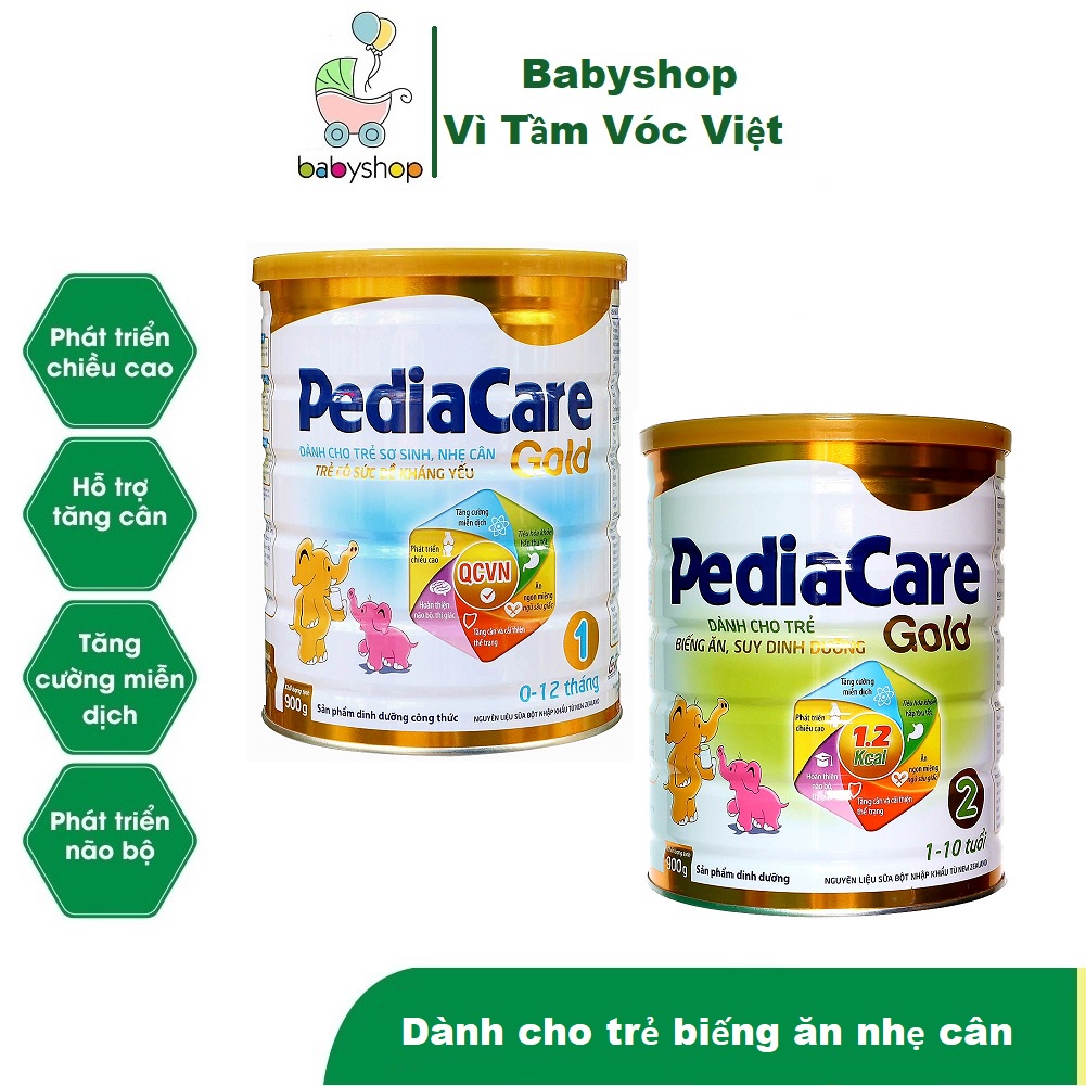 Sữa Pediacare gold số 1 số 2 900g (Cho trẻ biếng ăn nhẹ cân ...
