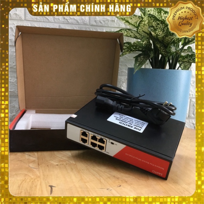 Switch PoE 4+2 Port SANTO (bộ chia mạng POE 4 cổng, 2 cổng uplink) sản ...