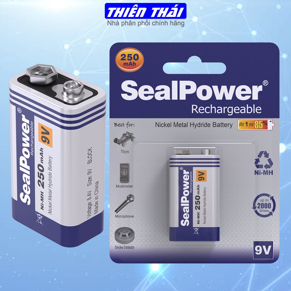 Pin sạc SealPower 9V 250mAh,pin sạc 9V,dung lượng thực tế,pin chính ...