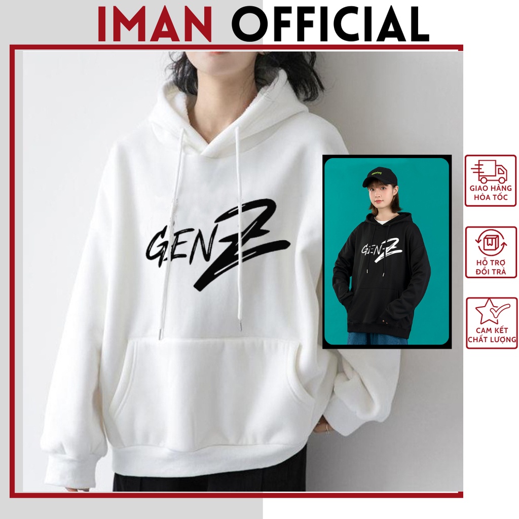 Áo Hoodie GEANZ Nữ unisex form rộng, chất nỉ bông dài tay chất dày dặn ...