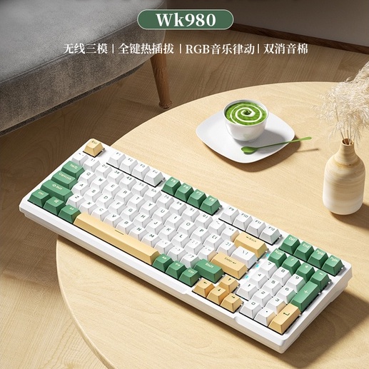 Bàn phím cơ không dây WK980 fullsize, 3 mode kết nối (bluetooth, Usb 2 ...