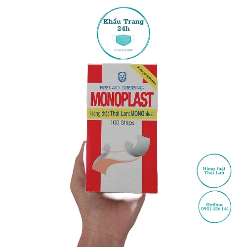 Băng cá nhân siêu dính MONOPLAST hàng chính hãng Thái Lan, hộp 100 cái ...