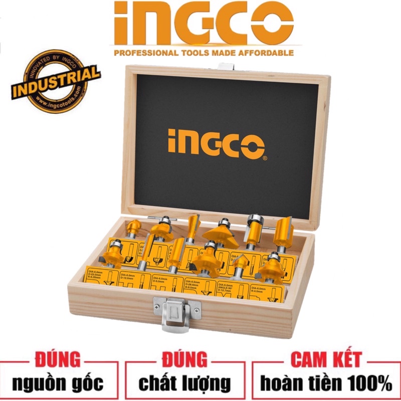 INGCO Bộ 12 mũi phay gỗ 12mm AKRT1221 (Cam kết Chính Hãng 100% ...