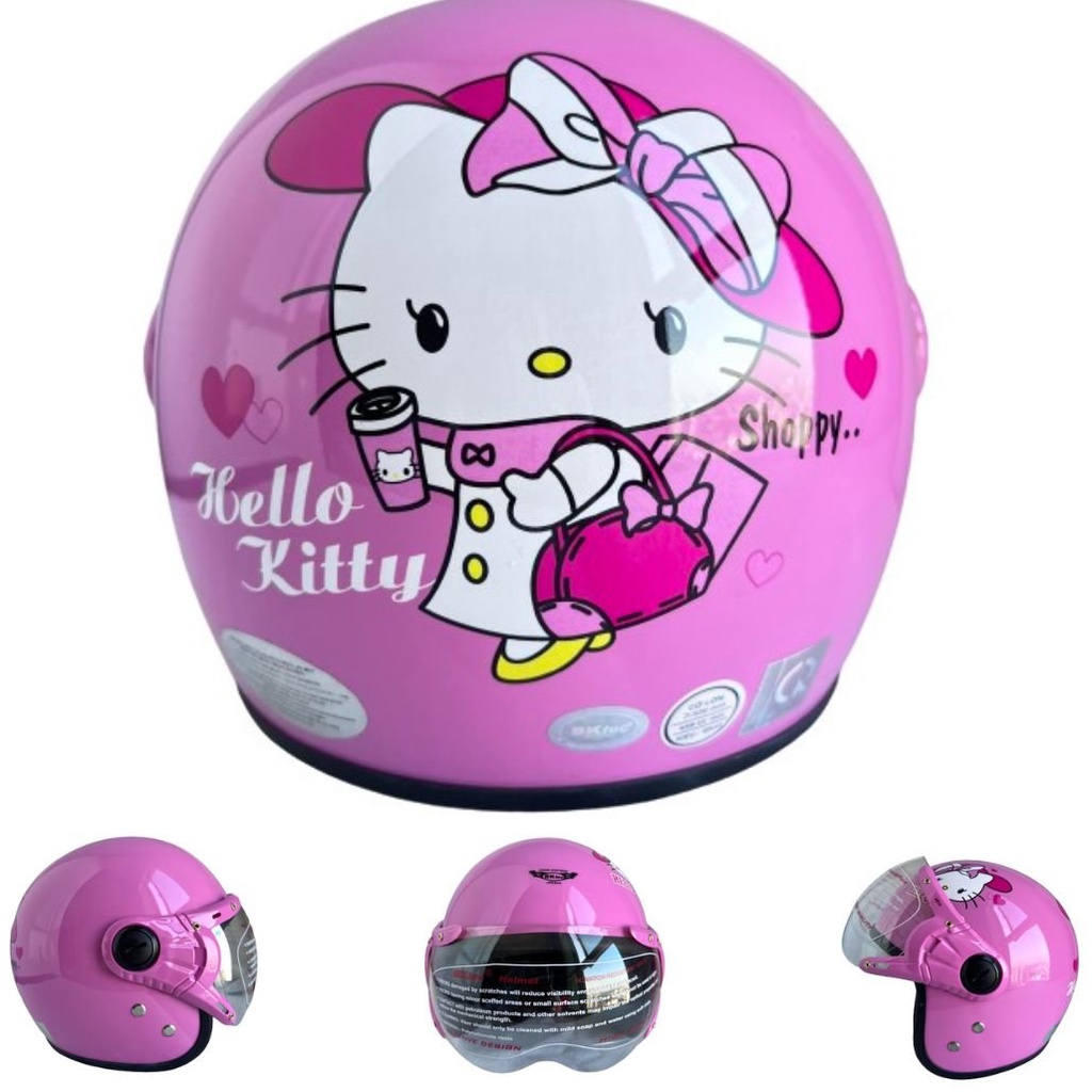 Mũ bảo hiểm trùm đầu trẻ em - Tem Kitty , Công chúa , Among Us , Spider ...