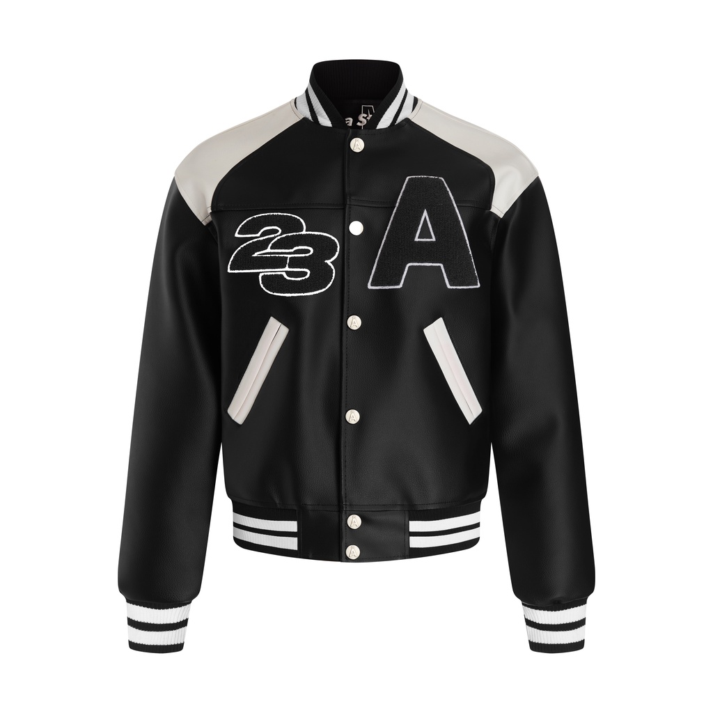 AASTU ® - AA STU. ANNIVERSARY LEATHER CROP VARSITY // BLACK = ÁO ...