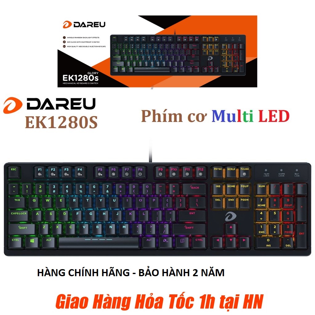 Giá siêu tốt Bàn Phím Cơ Gaming DAREU EK1280S Black 104KEY MULTI LED ...