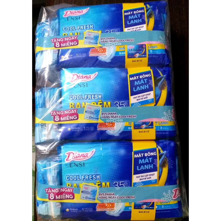 6 gói Băng vệ sinh Diana Sensi Cool Fresh ban đêm 35cm,BVS Diana đêm ...