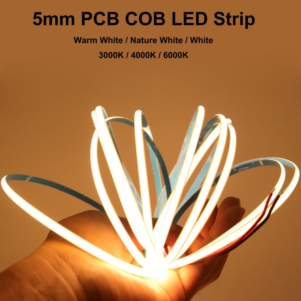 Dải Đèn LED COB 384 Bóng 5mm DC12V / 24V Ánh Sáng Trắng Ấm Trang Trí ...