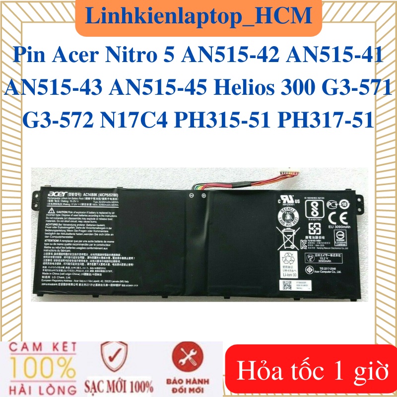 Pin Laptop Acer Nitro 5 AN515-42 AN515-41 AN515-43 AN515-45 Helios 300 ...