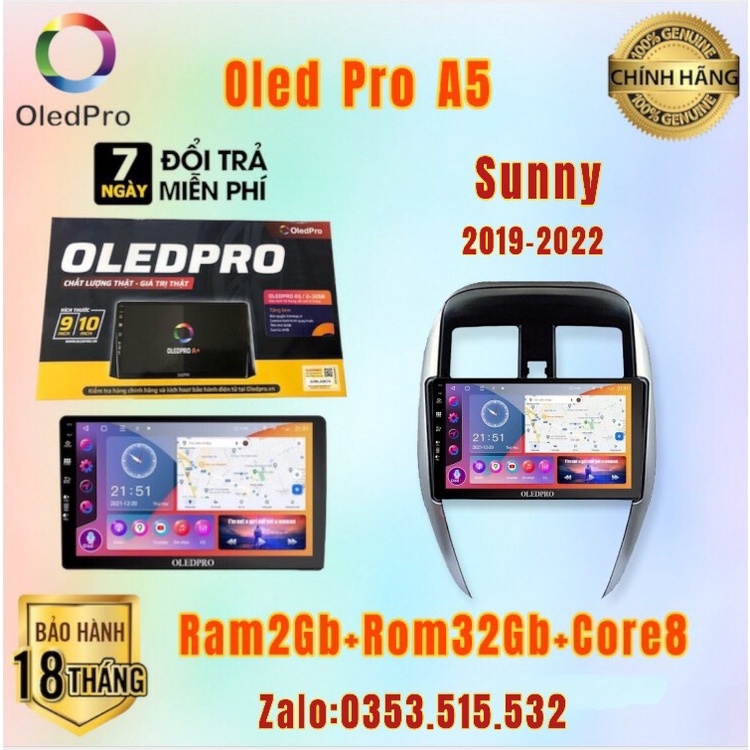 Màn Hình DVD Android Oled Pro A5 New Theo Xe Sunny 2019 - 2022, 9 inch kèm dưỡng và jack nguồn ...