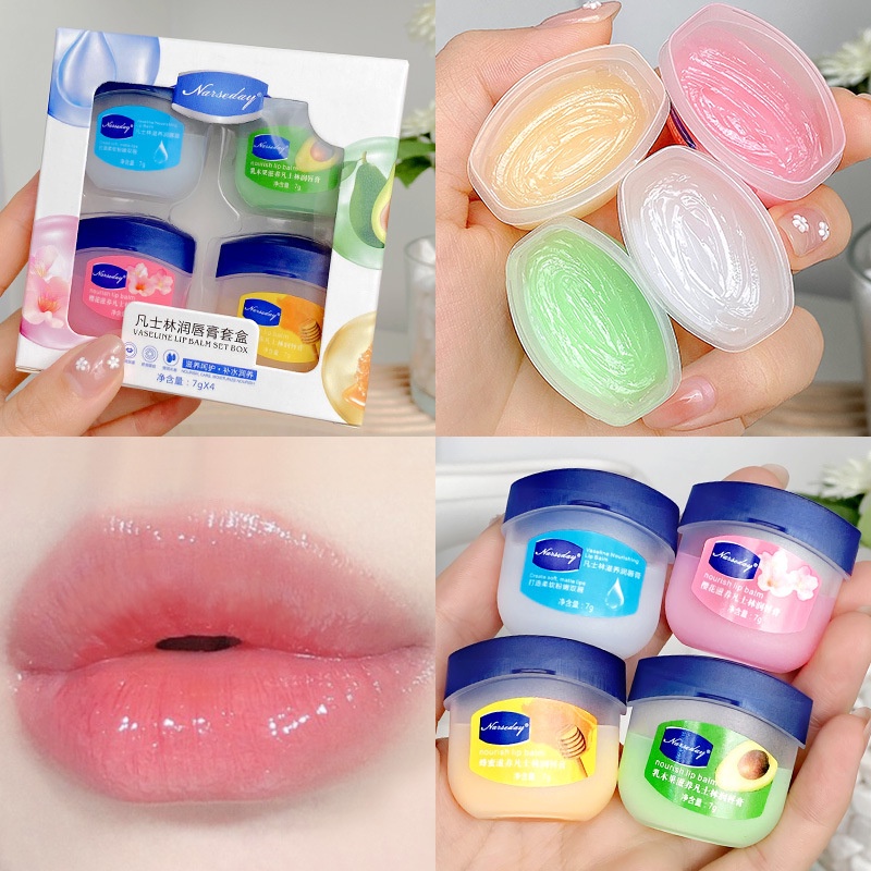 Bộ 4 hũ son dưỡng môi Vaseline WNPL Set dưỡng ẩm và ngăn ngừa nứt nẻ ...
