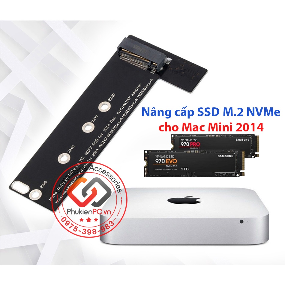 Adapter gắn ổ cứng SSD M2 NVMe cho Macbook Mini 2014. Nâng cấp dung ...