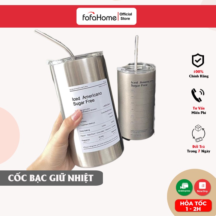 Cốc Giữ Nhiệt, Cốc Uống Nước Iced Americano Inox 304 Có Ống Hút Ly Uống Coffee 600ML Giữ Nhiệt 6 ...