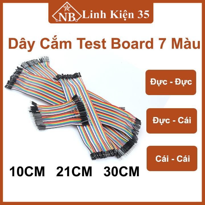 Tệp 10 sợi dây nối 40P bảy màu dài 10cm, 21cm, 30cm đủ loại cắm test ...