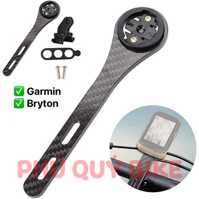Pát Đồng Hồ Kết Hợp Gắn Đèn Xe Đạp CARBON Dùng Cho Garmin/Bryton 2 Ốc ...