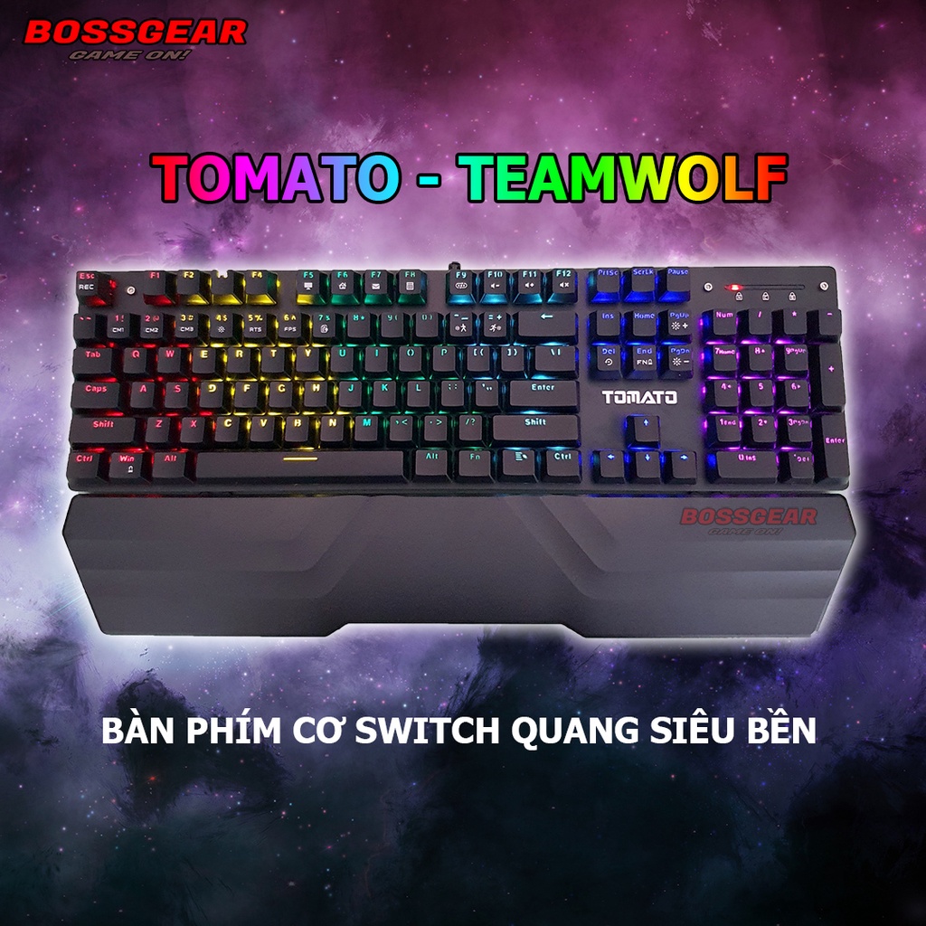 Bàn Phím Cơ TOMATO TEAMWOLF Switch Quang Chống Nước Siêu Bền Kèm Kê Tay | Shopee Việt Nam