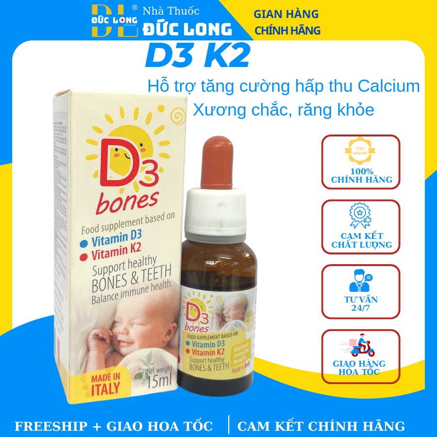 D3 bones nhập khẩu từ ý bổ sung vitamin d3 k2 hỗ trợ hấp thu canxi giúp ...