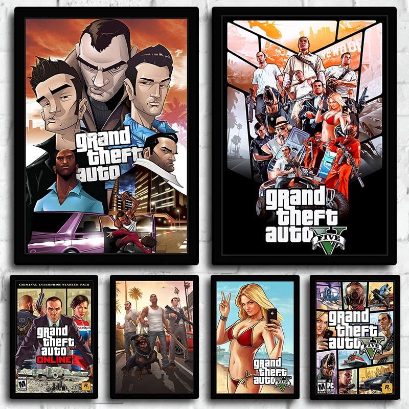 [56] Tranh dán tường Game Grand Theft Auto - Poster GTA 5 Phong Cách ...