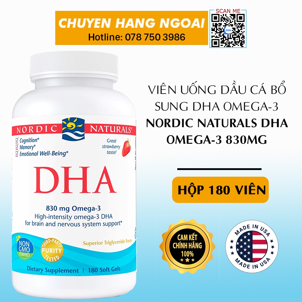 Viên Uống Dầu Cá Bổ Sung DHA Omega-3 Nordic Naturals DHA Omega-3 830mg | Shopee Việt Nam