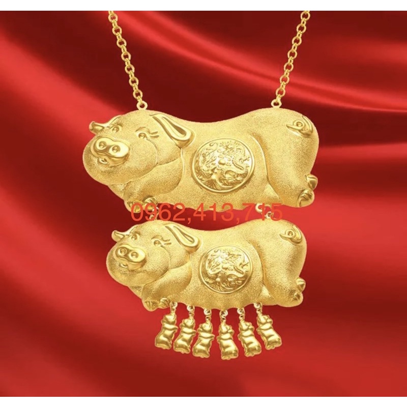 Dây chuyền cưới 2 con heo mạ vàng 24 cao cấp siêu đẹp ( chuẩn mẫu tiệm ...