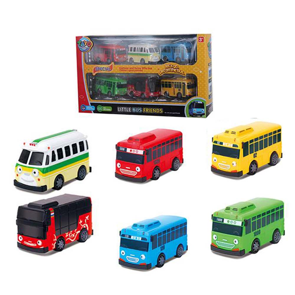 6 in 1 Tayo The Little Bus Toys Set Mini Cartoon Pull Back Car Kids Toy ...