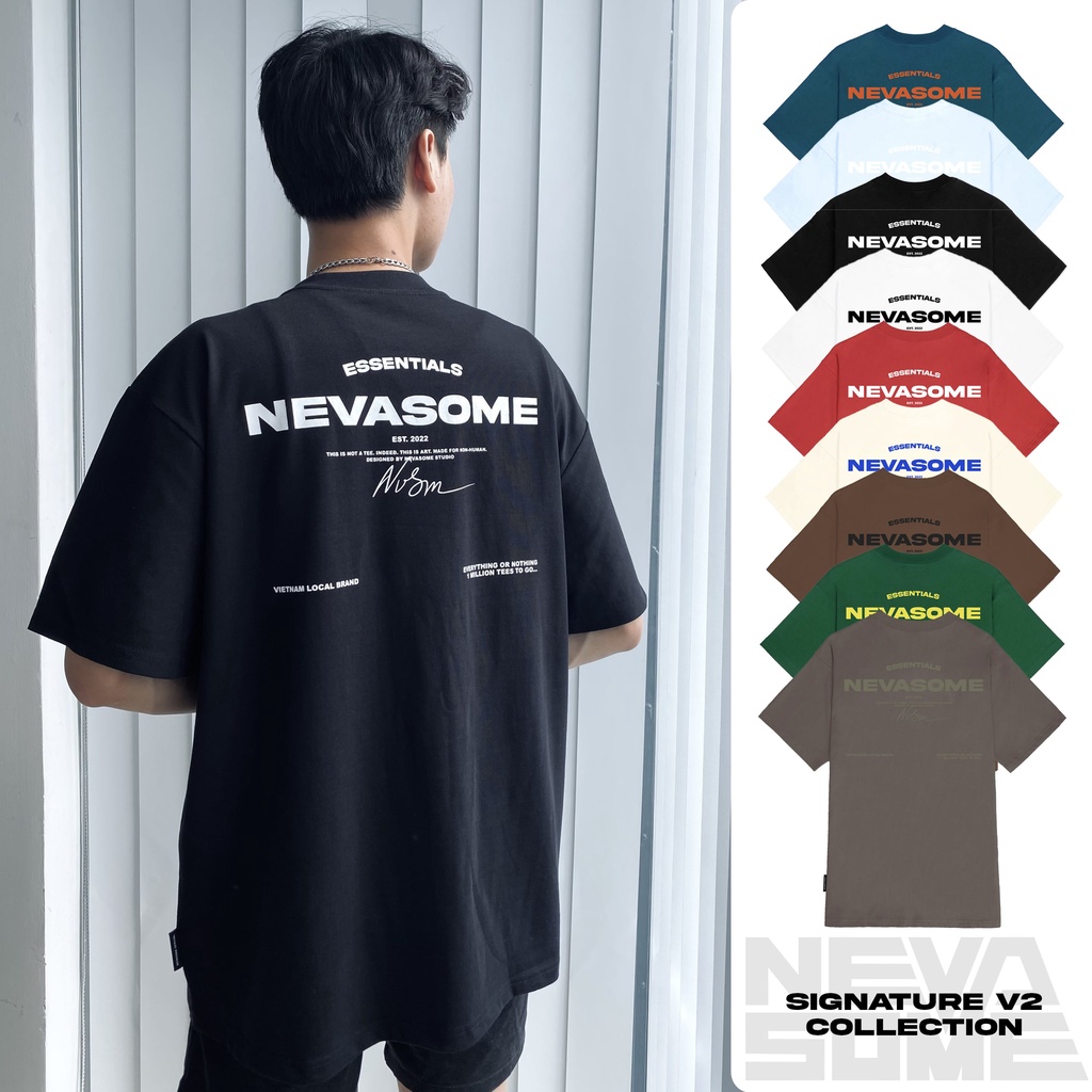 Áo Thun Oversize Local Brand NEVASOME Signature v2 Đen Cotton Tay Lỡ ...