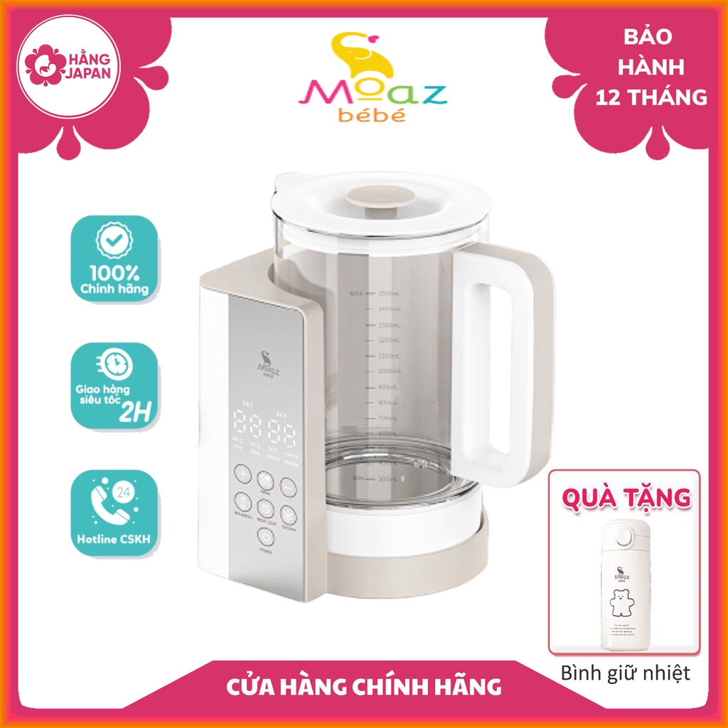 Bình đun nước pha sữa cho bé Moazbebe MB043 dung tích 1.5 lít, ấm đun ...