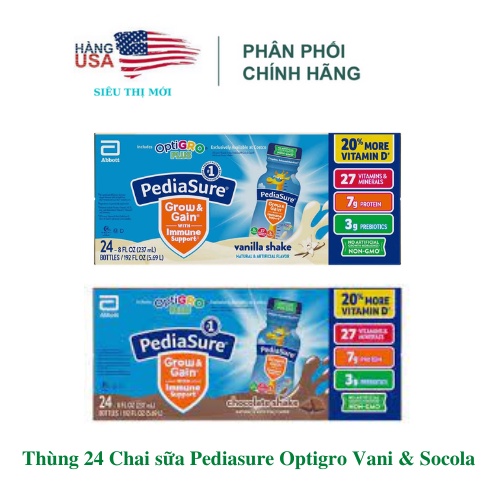 MẪU MỚI - Thùng 24 chai Sữa nước Pediasure Vani & chocolate Optigro ...