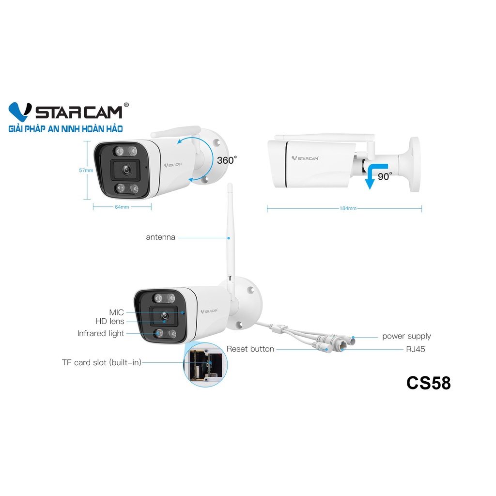 CAMERA IP WIFI STARCAM CS58 3MP CHÍNH HÃNG | Shopee Việt Nam