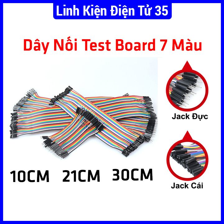 Tệp 10 sợi dây nối 40P bảy màu dài 10cm, 21cm, 30cm đủ loại cắm test ...