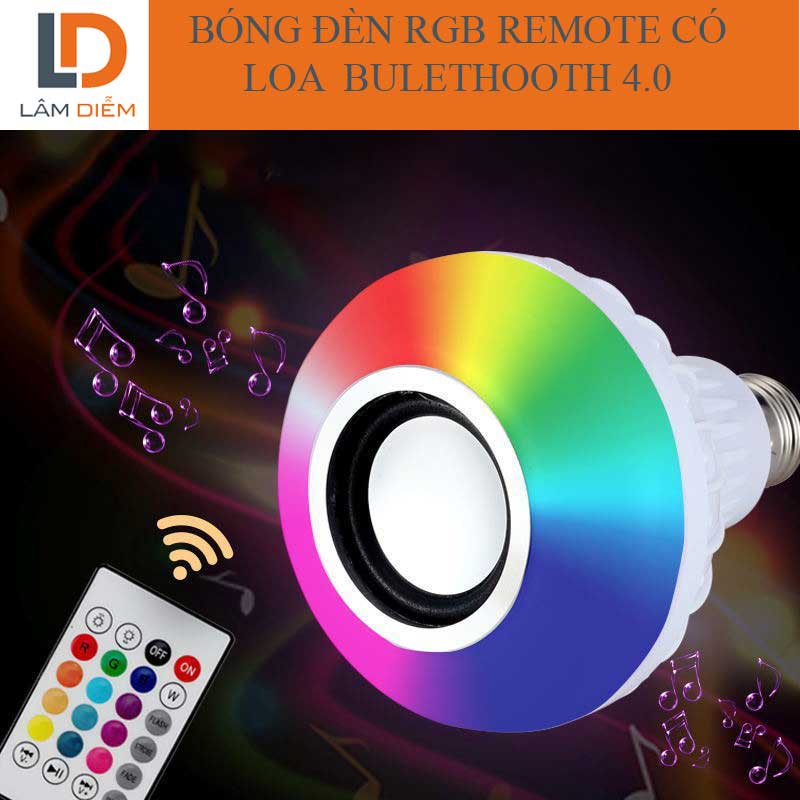 BÓNG ĐÈN LED RGB CÓ REMOTE TÍCH HỢP LOA BLUETOOTH 4.0 C6 | Shopee Việt Nam