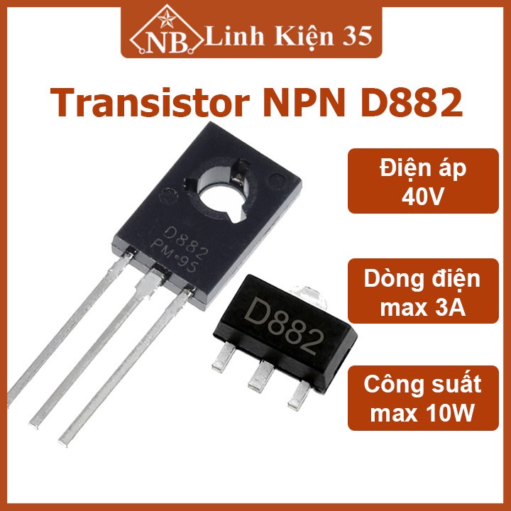 Transistor ngược D882 TO-126 điện áp 30V dòng 3A NPN | Shopee Việt Nam