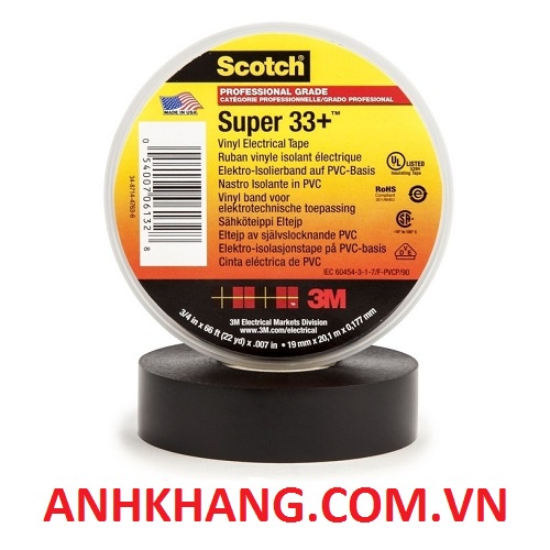 Băng keo cách điện trung thế 3M Super 33+ 19mmx20.1m (Đen) 3M Scotch ...