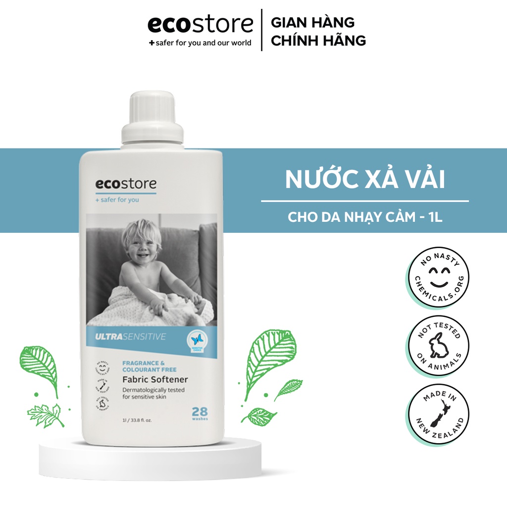 Nước xả bền vải gốc thực vật cho Da nhạy cảm ECOSTORE 1L nhẹ dịu - phù hợp quần áo trẻ nhỏ ...