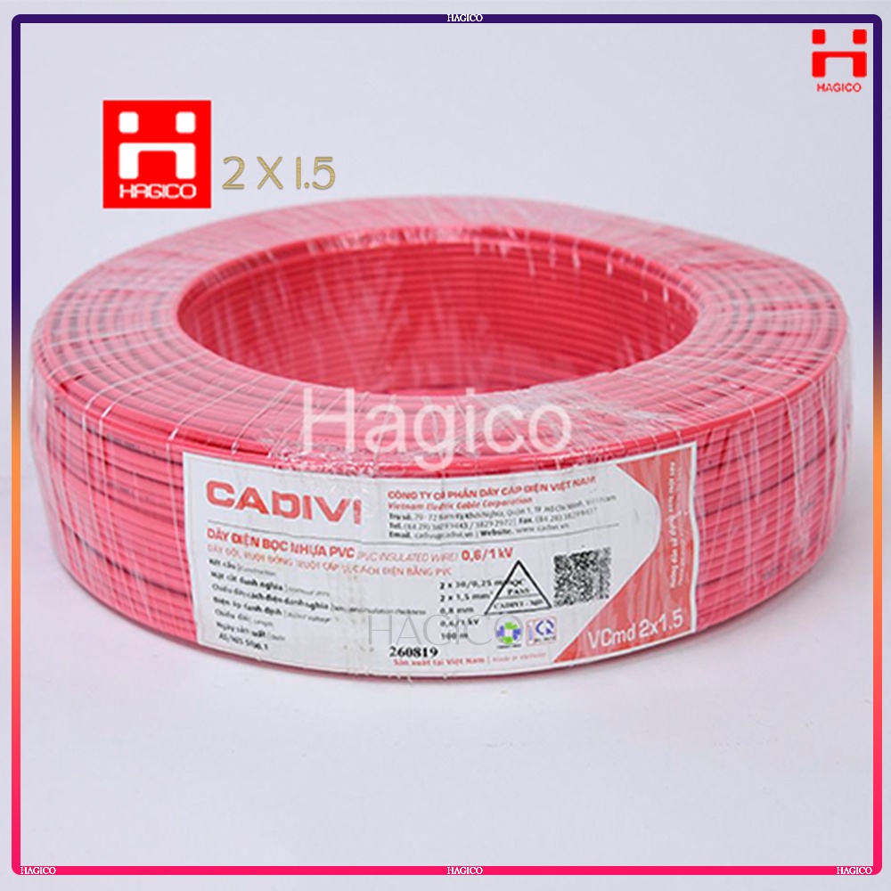 Dây điện đôi dây cáp điện Cadivi VCmd 2x30 2x1.5 | Shopee Việt Nam